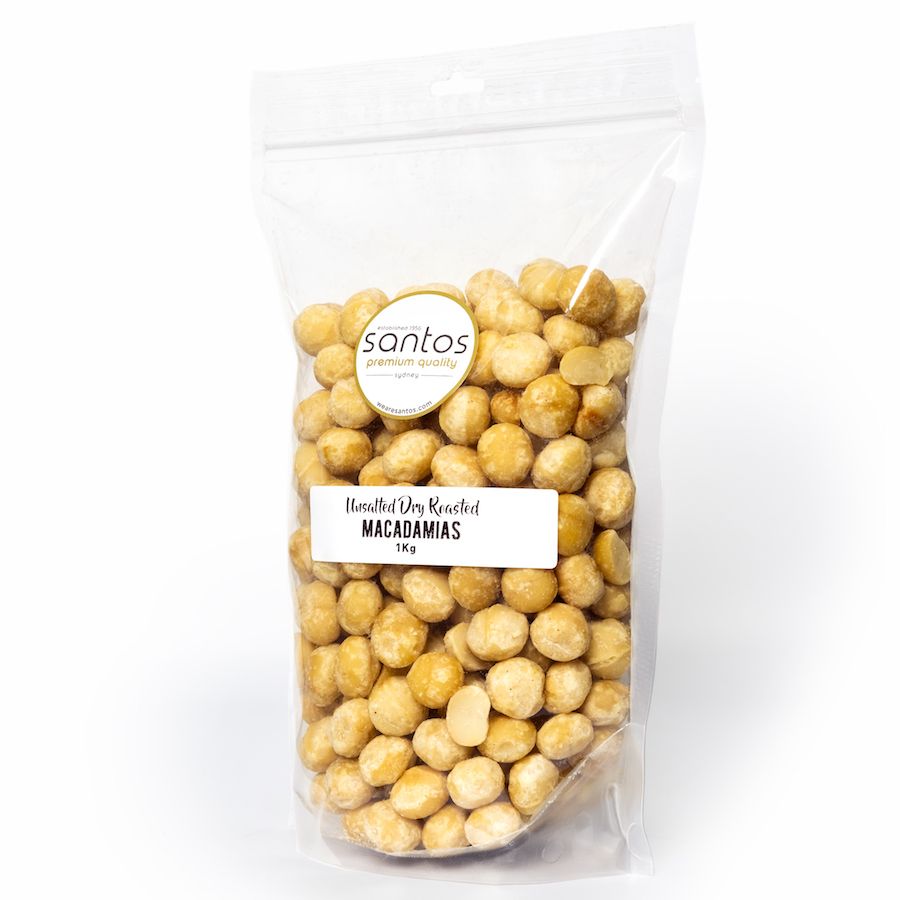 Macadamias Unsalted Dry Roasted Jumbo 1kg – Santos